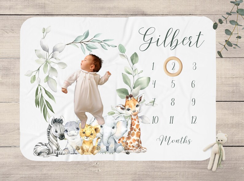 Animals Milestone Blanket Milestone Mat for Boy Baby Age - Etsy