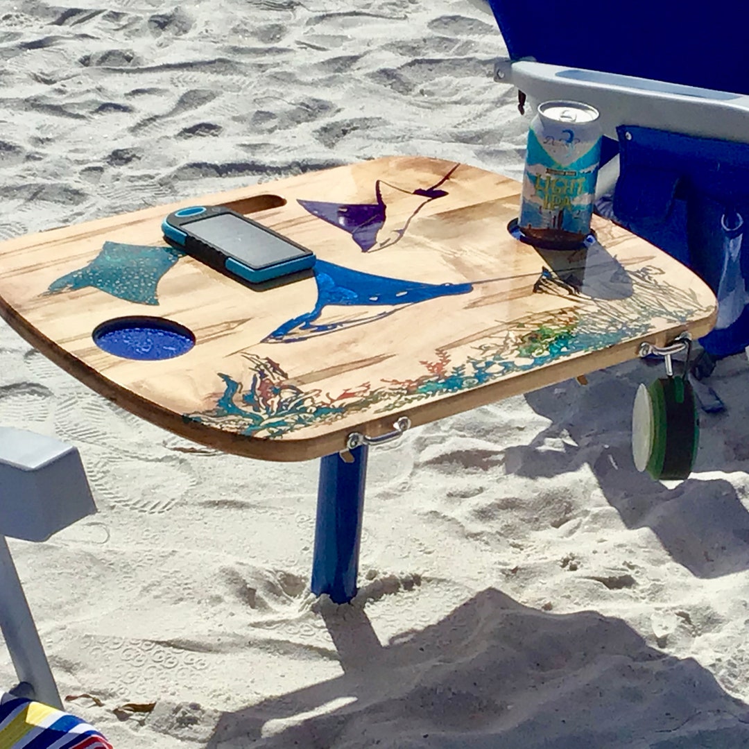 Beach Table Mantaray & Stingray Solar Charging Beach / Boat Table - Etsy