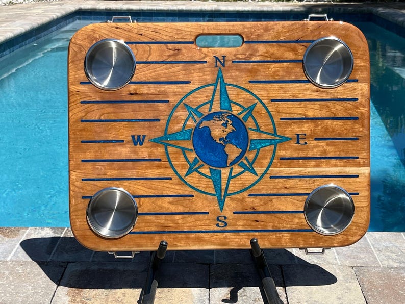 Compass Rose (solid Cherry) Boat, Beach, or Outdoor Table (includes ...