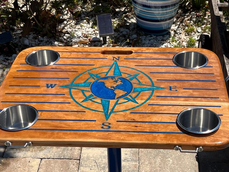 Compass Rose (solid Cherry) Boat, Beach, or Outdoor Table (includes ...