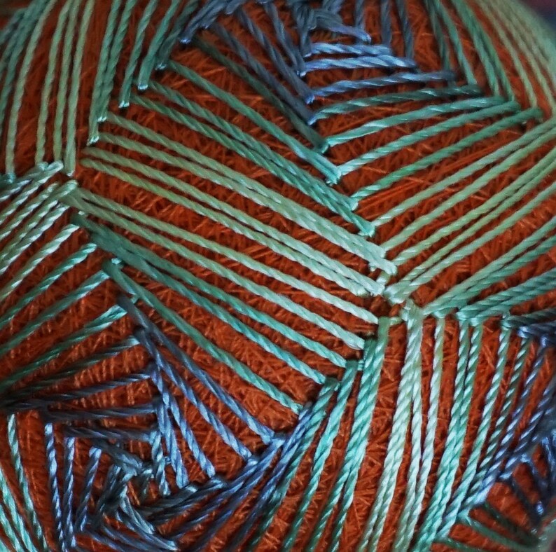 Temari ball traditional Japanese swirl multicolored embroidery | Etsy