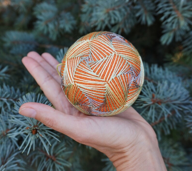 Temari ball traditional Japanese swirl multicolored embroidery | Etsy