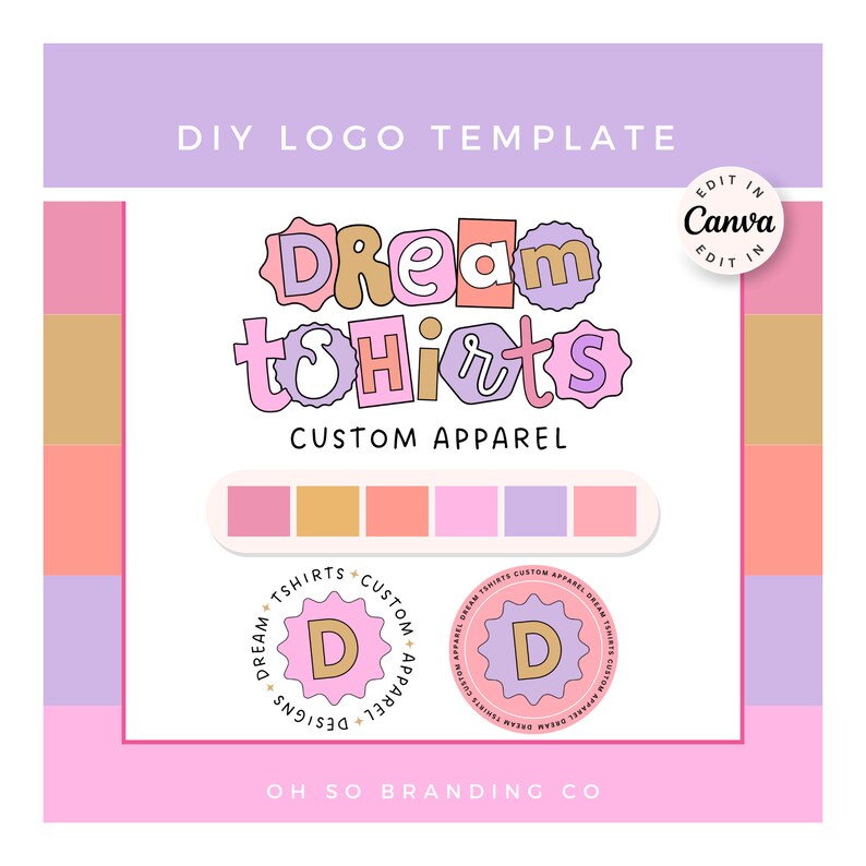 Retro Logo Template, Canva Logo Template, Bright Logo, Logo Design ...