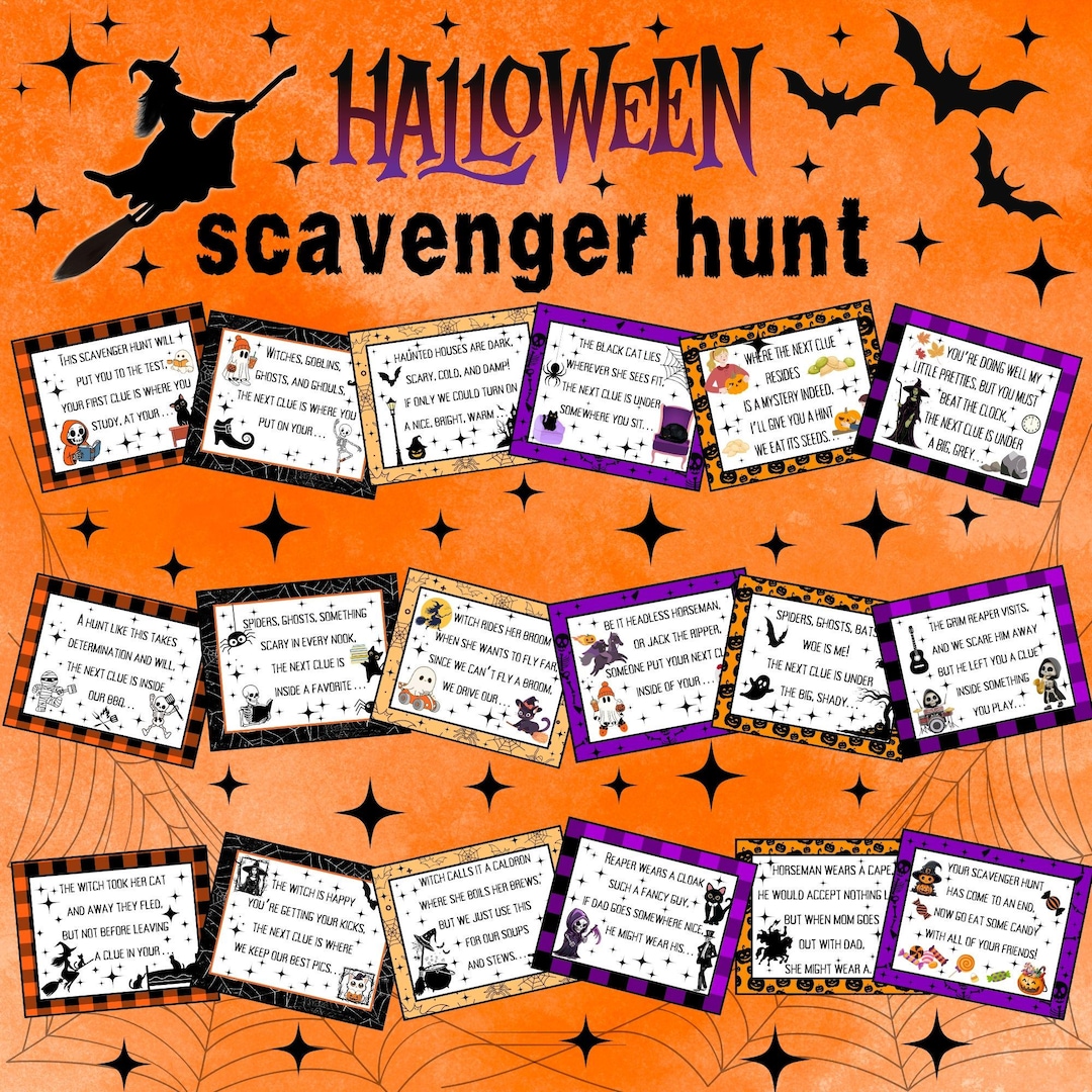 Halloween Scavenger Hunt for Kids Rhyming Crack the Code Treasure Hunt ...