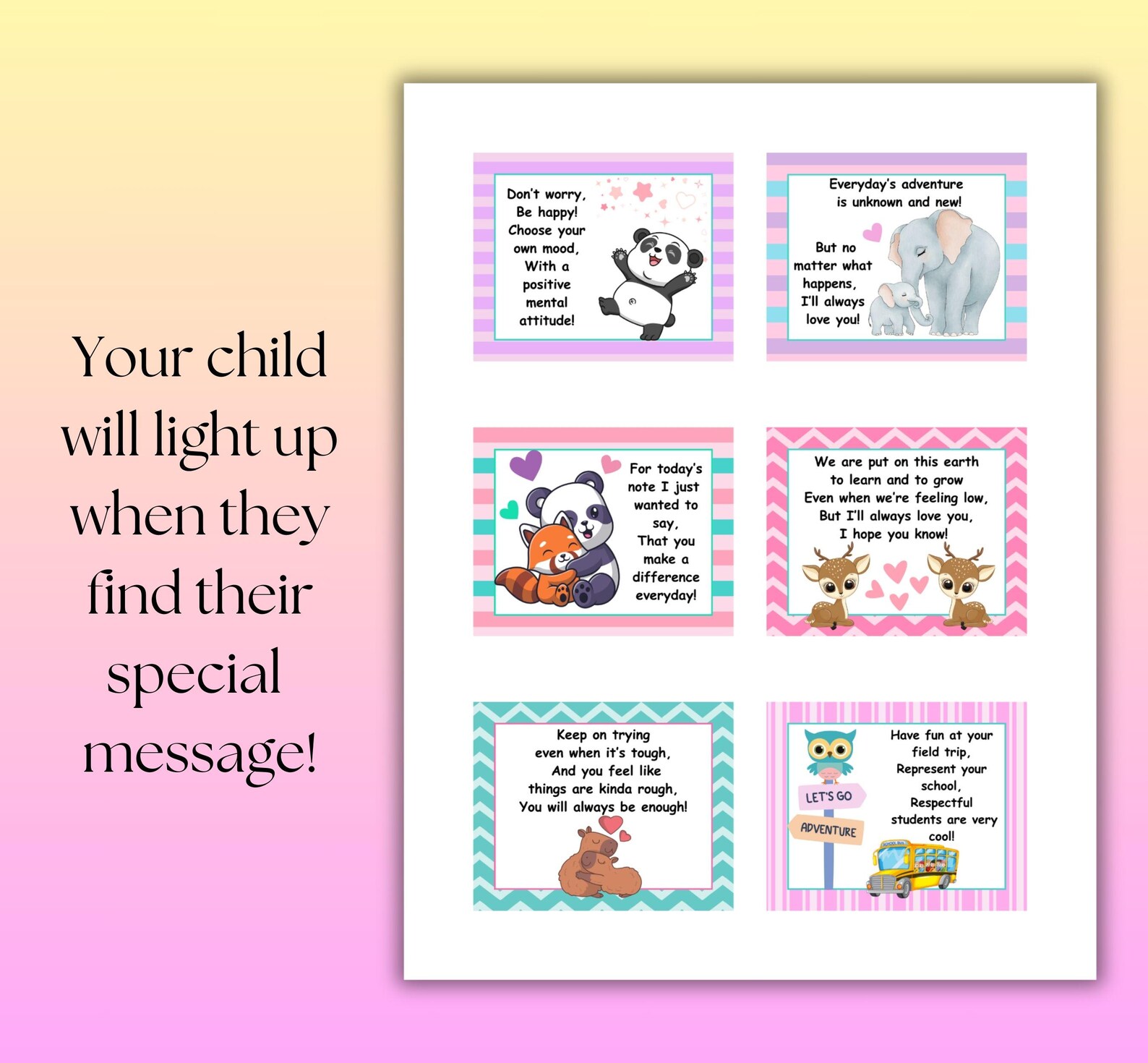 Lunch Box Notes for Girls: Rhyming Affirmations (digital Download) - Etsy