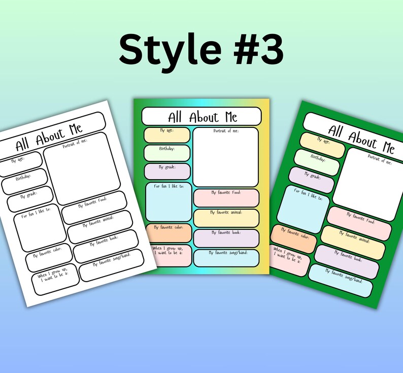 All About Me Pages: Classroom & Home Activity (PDF Download) - Etsy