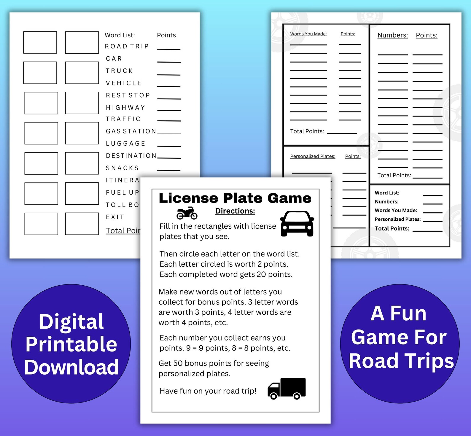 Printable License Plate Game: Fun Road Trip Activity (digital Download ...
