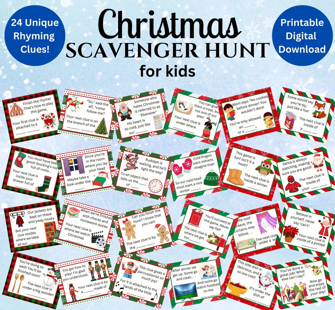 Christmas Scavenger Hunt for Kids Activity Games for the Holiday ...