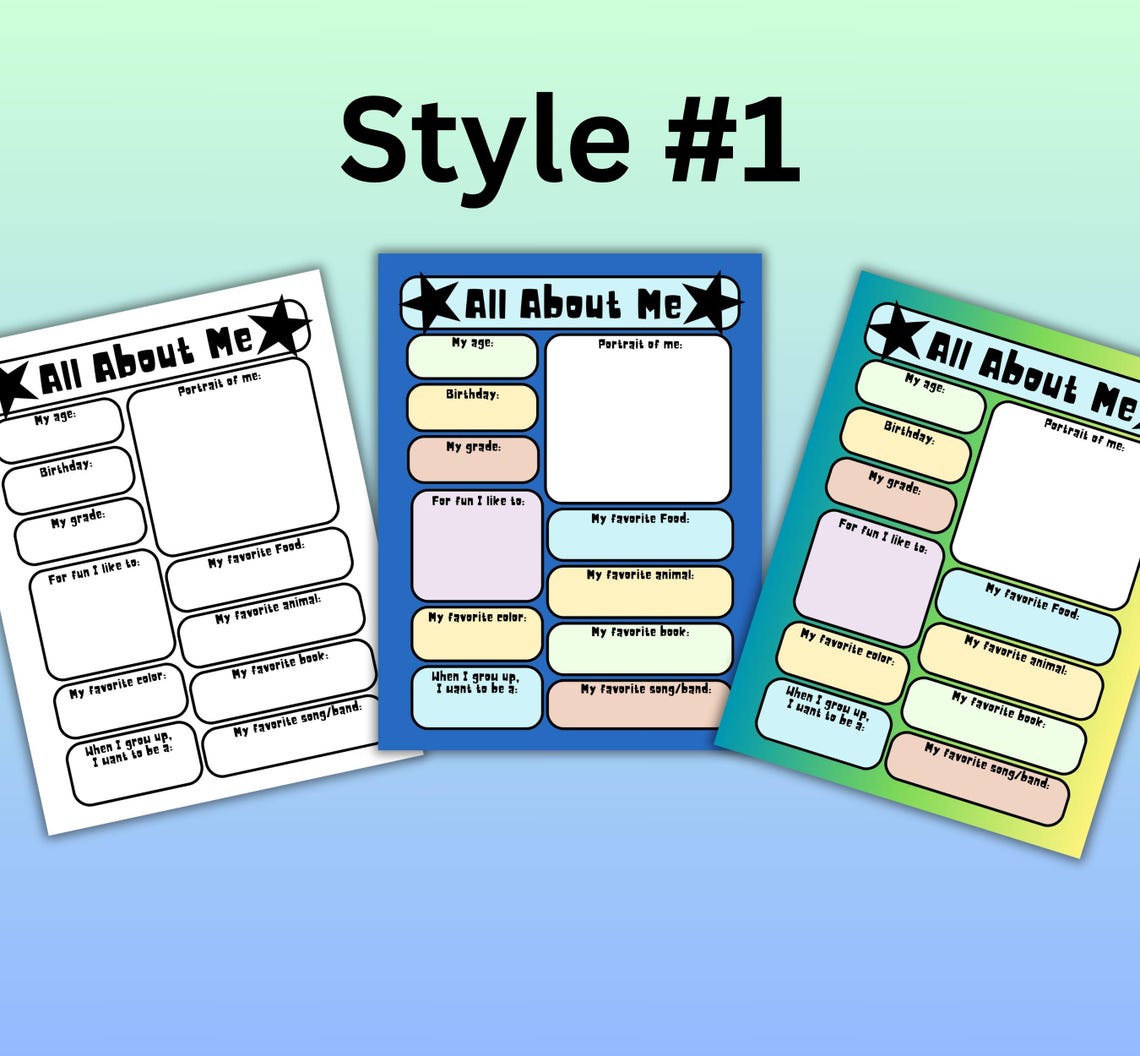 All About Me Pages: Classroom & Home Activity (PDF Download) - Etsy