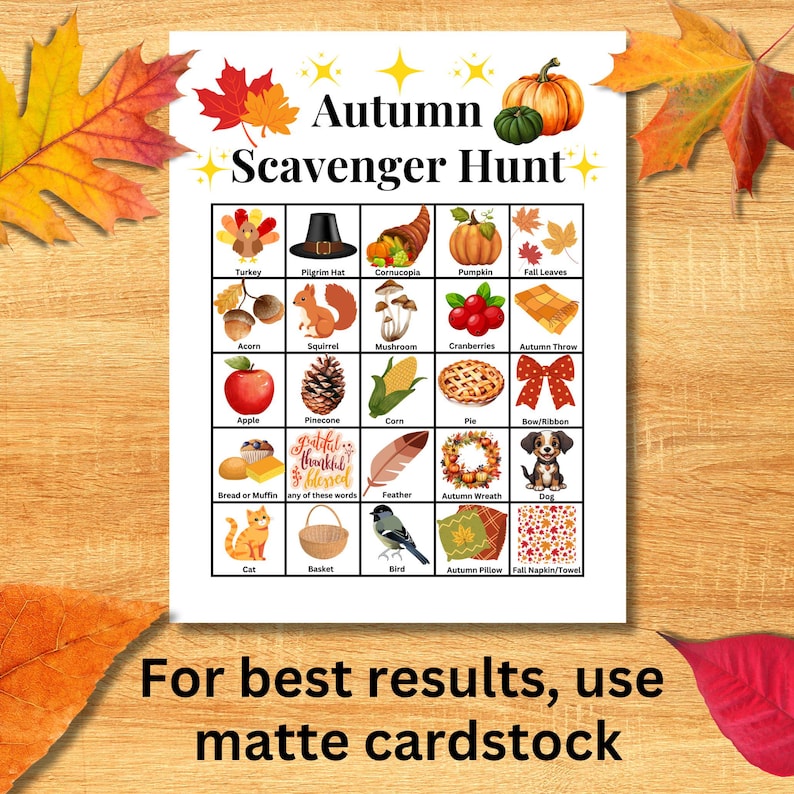 Autumn Scavenger Hunt Game for Young Children Little Kid's Activity ...