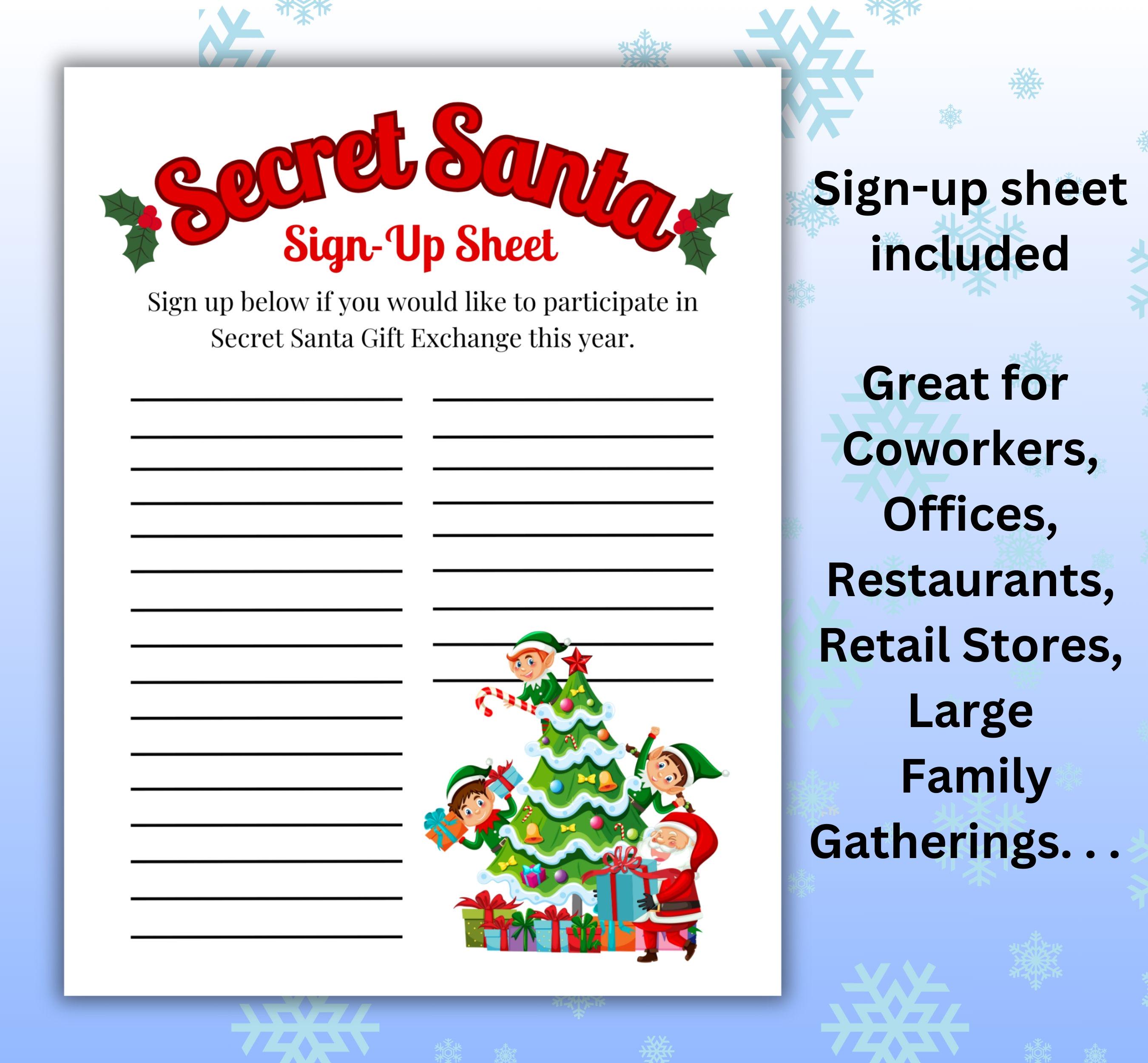 Secret Santa Questionnaire Printable: Gift Exchange Survey (PDF) - Etsy