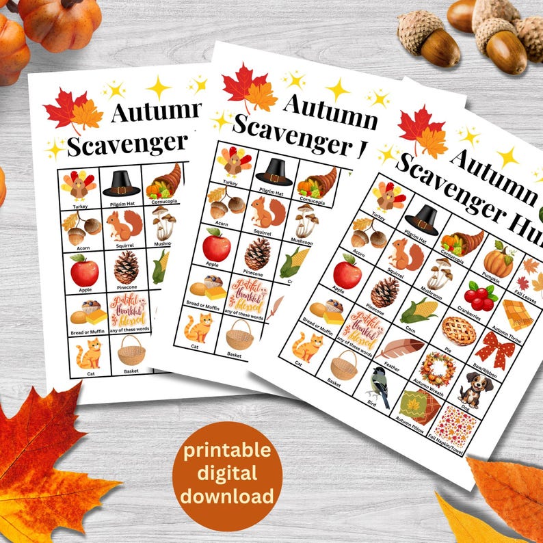 Autumn Scavenger Hunt Game for Young Children Little Kid's Activity ...
