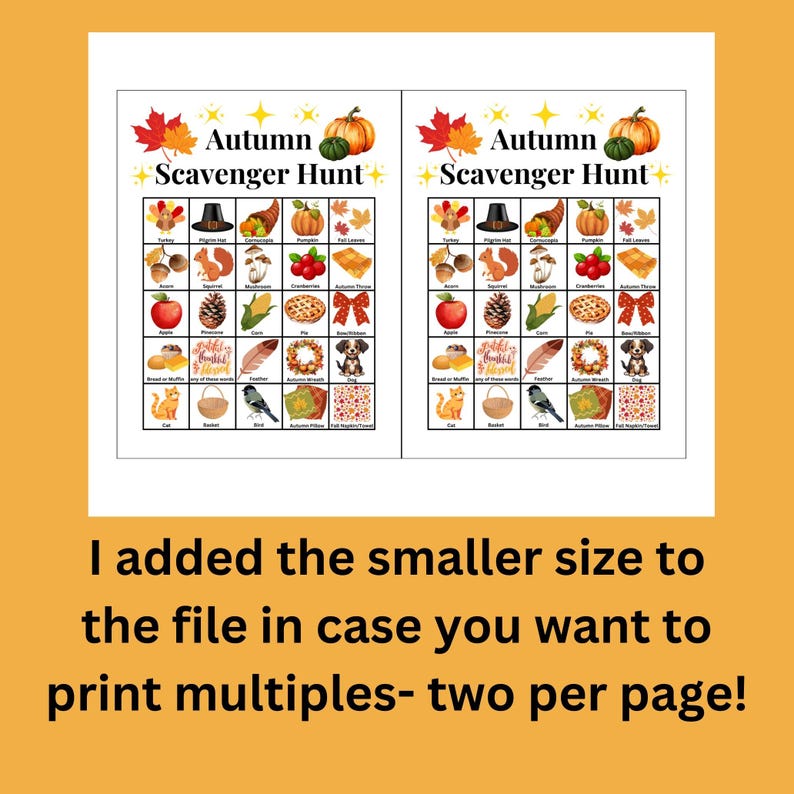 Autumn Scavenger Hunt Game for Young Children Little Kid's Activity ...