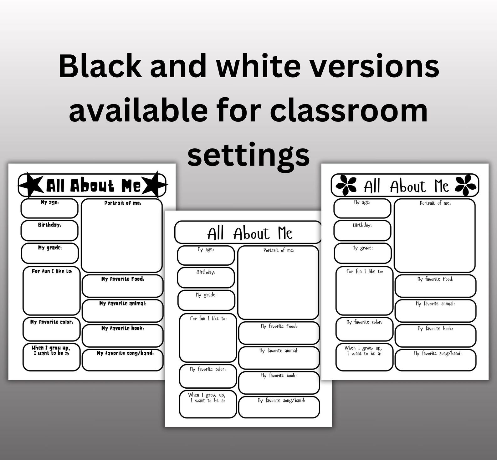 All About Me Pages: Classroom & Home Activity (PDF Download) - Etsy