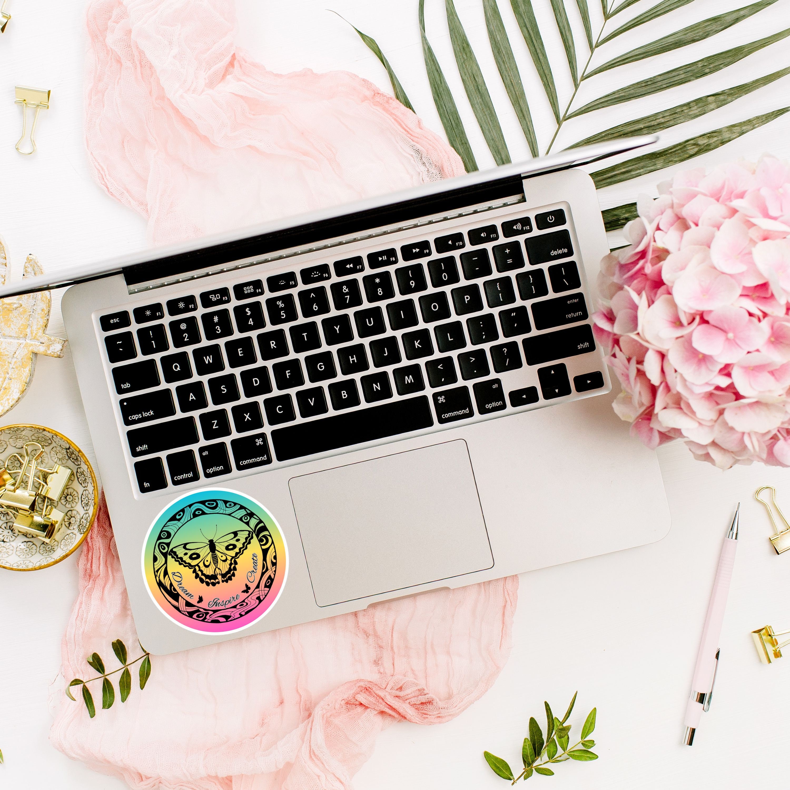 Rainbow Butterfly Sticker With the Words: Dream Inspire Create for Computer - Etsy