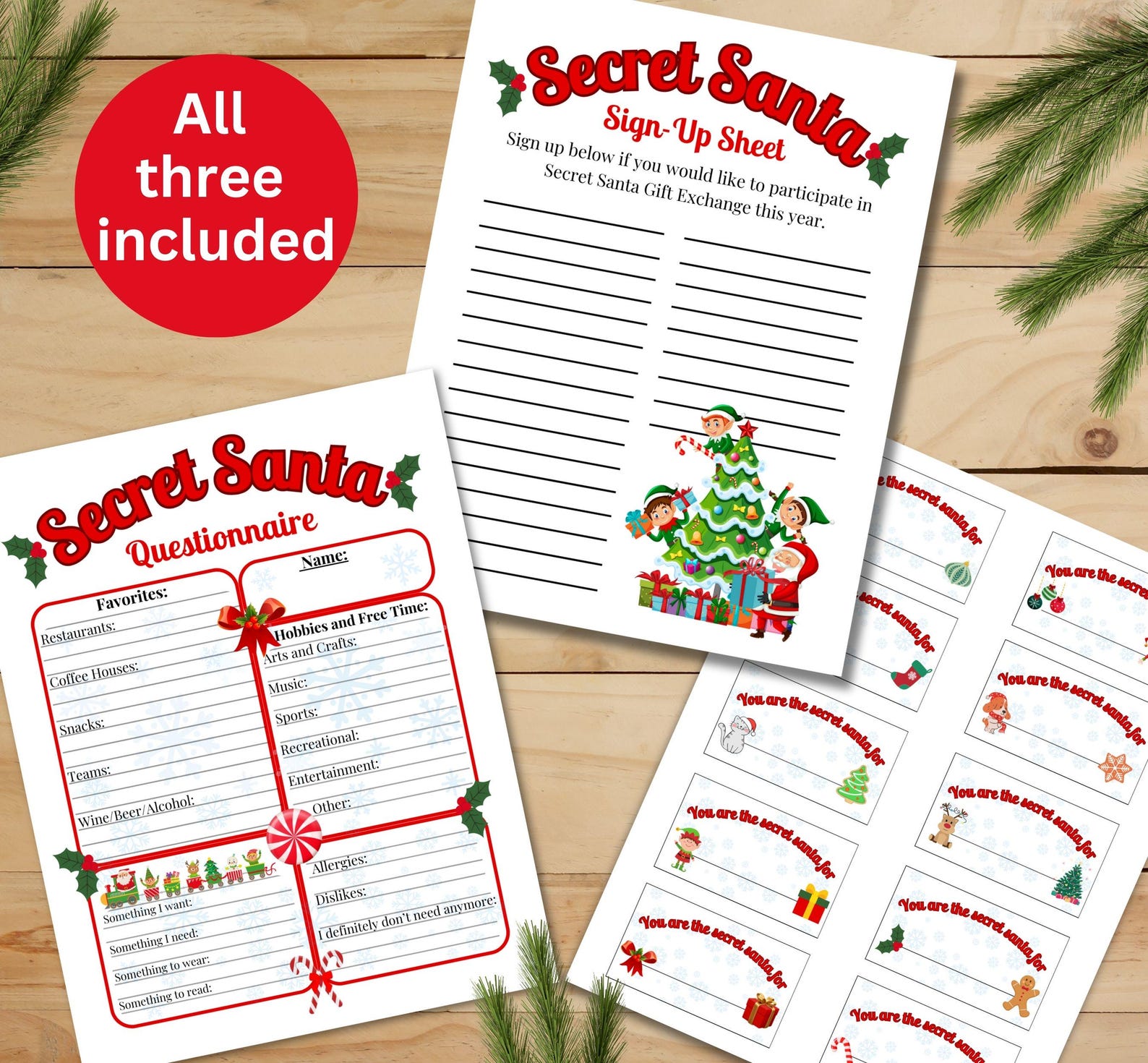 Secret Santa Questionnaire Printable Gift Exchange Survey for Coworkers ...