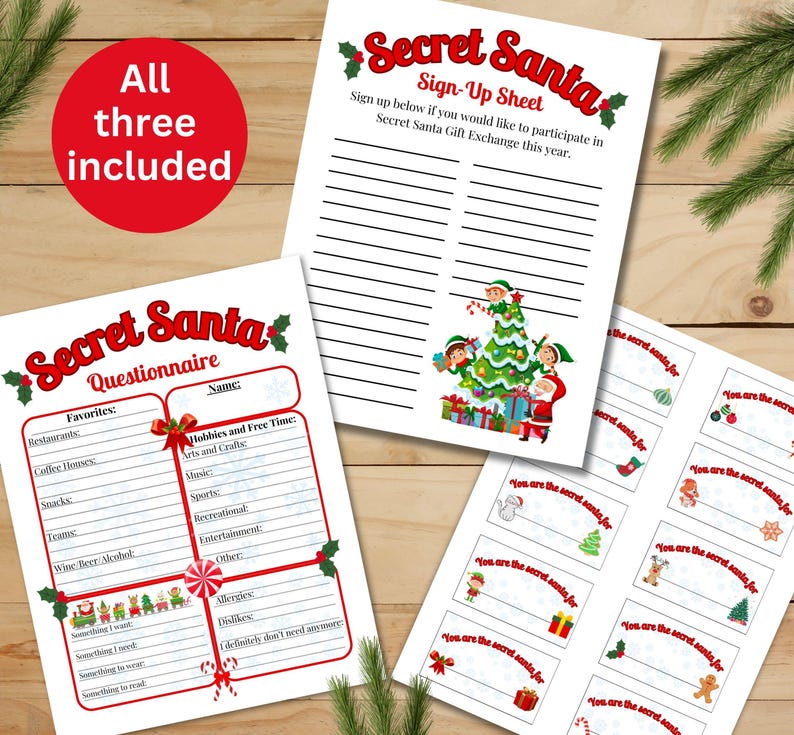 Secret Santa Questionnaire for Coworkers Office Party Employee Gift ...