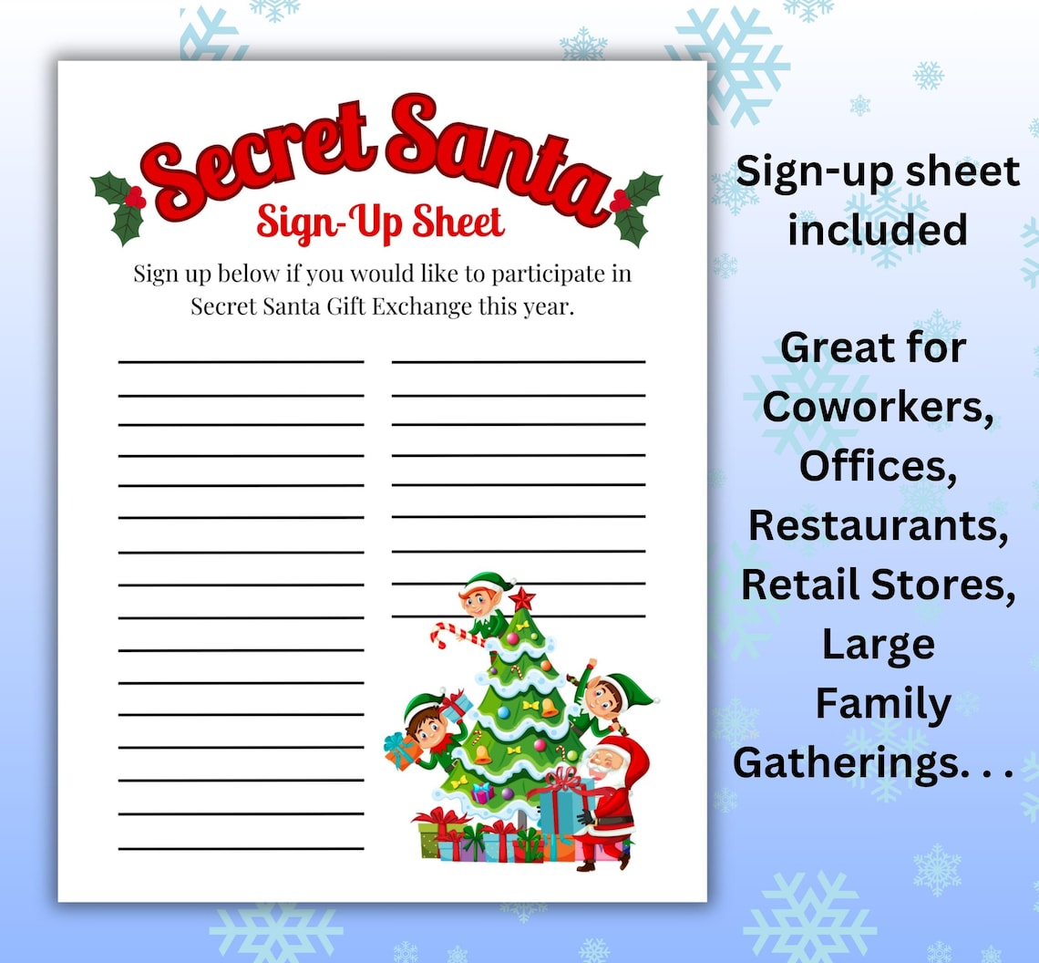 Secret Santa Questionnaire for Coworkers Office Party Employee Gift ...