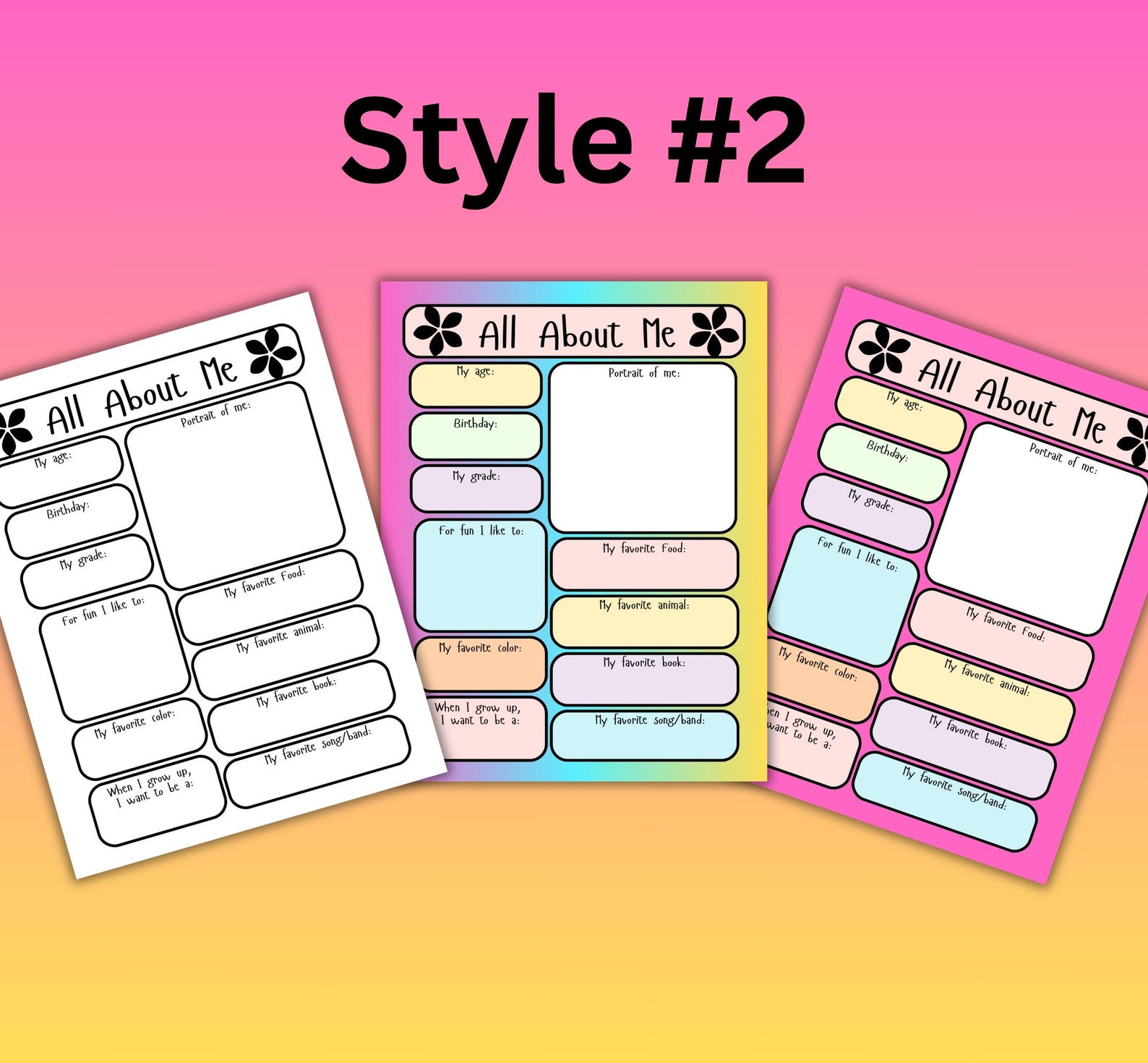 All About Me Pages for Classroom or Home Use - Varieties of Get to Know ...