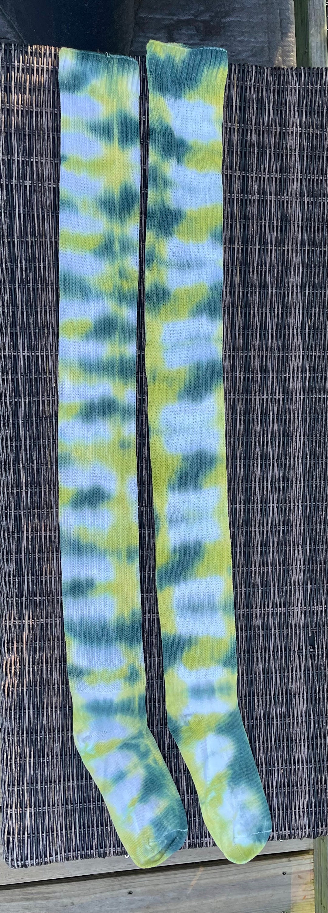 Adult Tie Dye Thigh High Stockings - Shades of Green and Yellow ...