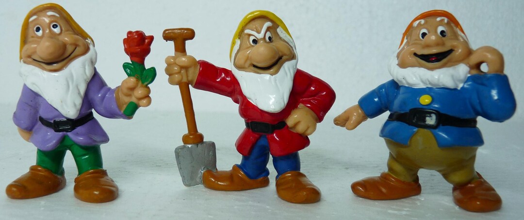 Vintage, Disney Dwarfs, Happy, Grumpy & Bashful. by Bully Germany 1982 ...