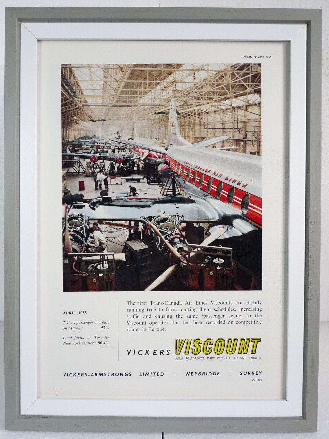 Vintage Rare Find, Framed Original Vickers Viscount, Vickers-armstrong ...