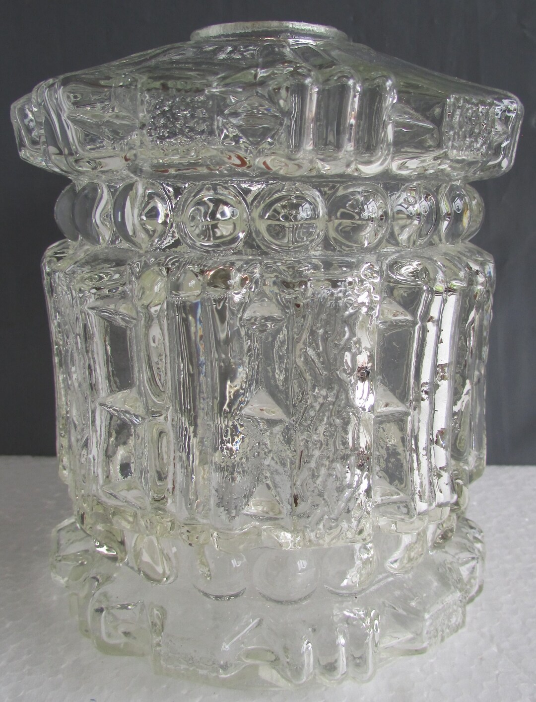 Vintage 1960's Pressed Glass Crystal Effect Light Shade - Etsy