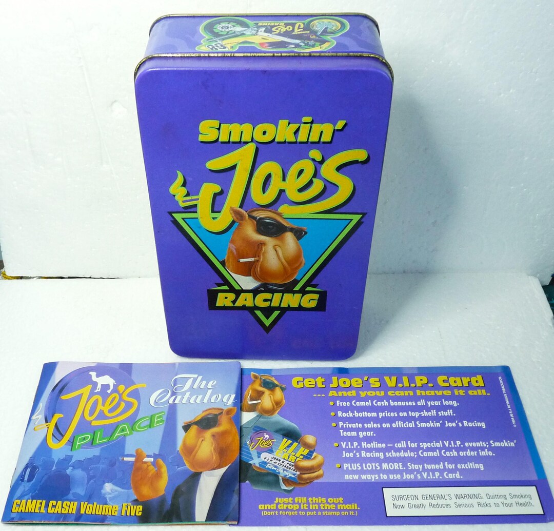 Vintage, Camel Cigarettes, Smokin' Joe' Mns Racing, Wooden Match Tin ...