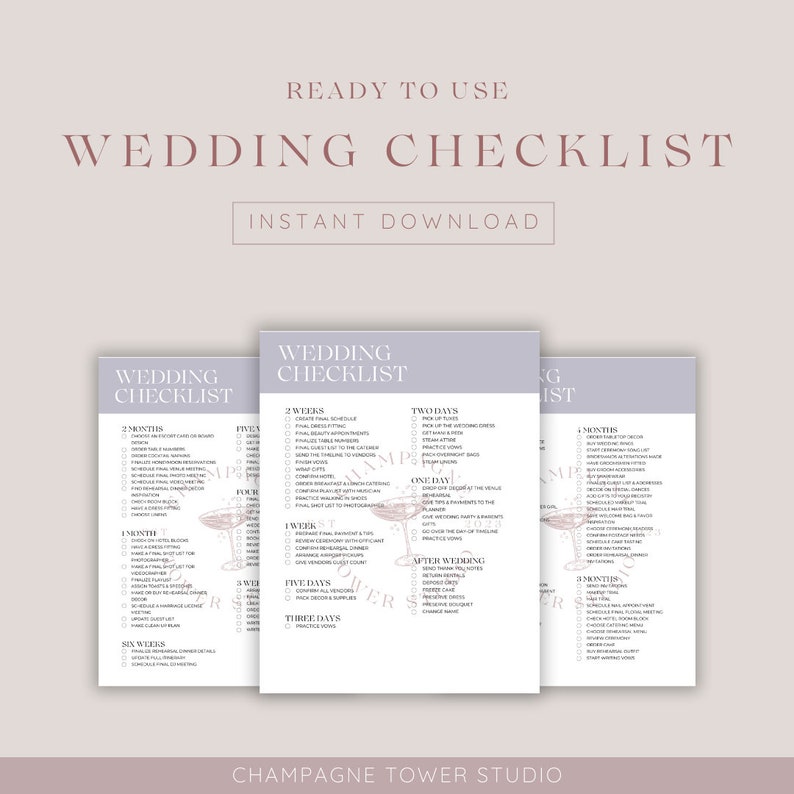 Complete 12-month Wedding Planner Checklist Printable Wedding To-do ...