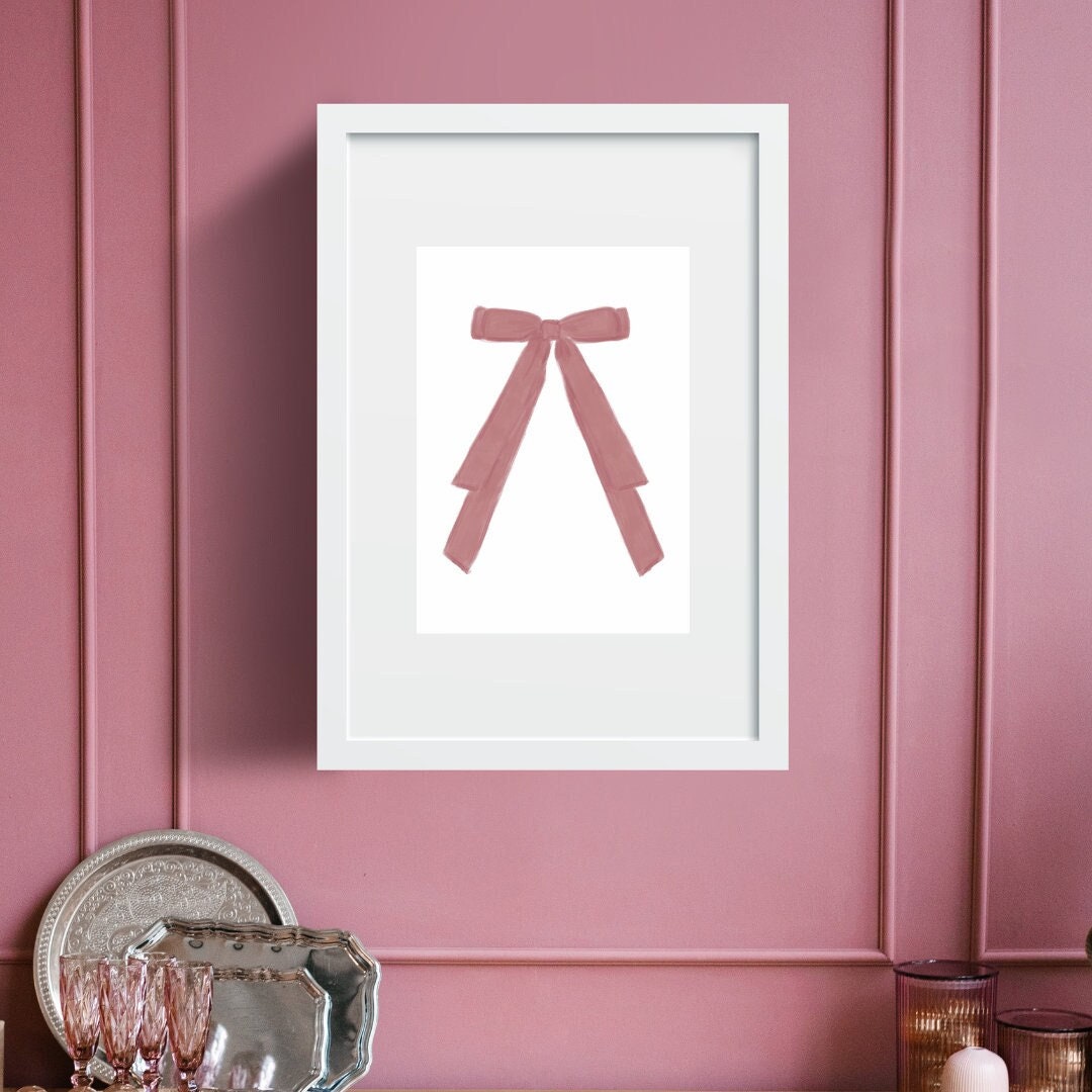 Long Bow Watercolor Print Bow Poster Ribbon Poster - Etsy