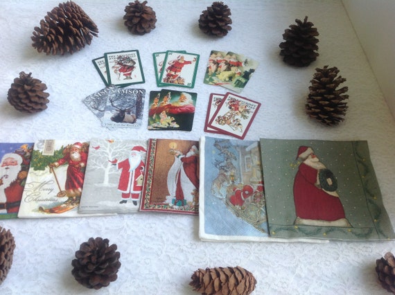 Christmas Santa Playing Cards and Santa Napkins Saturday - Etsy