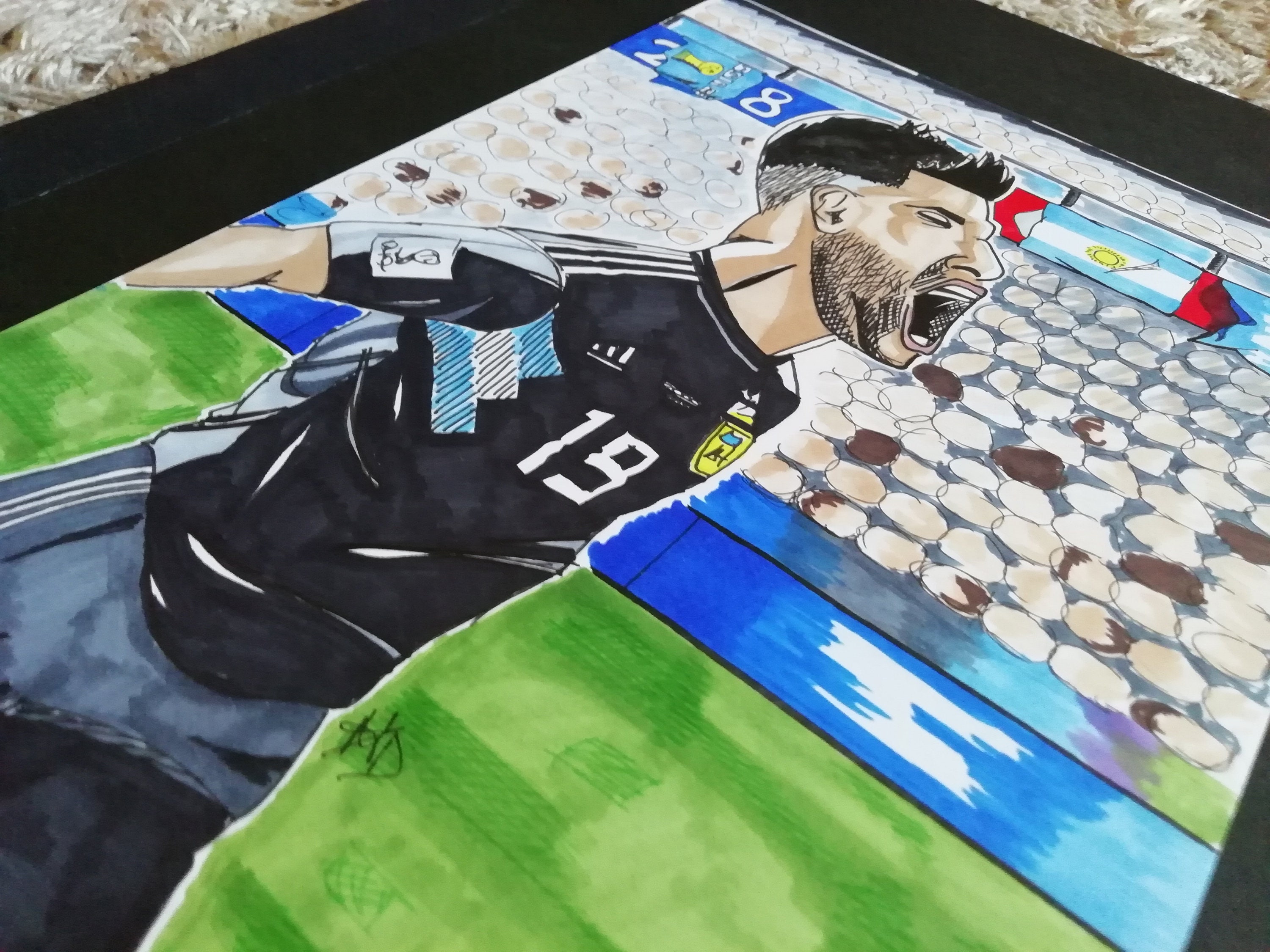 Sergio Kun Aguero Goal Celebration Drawing Print - Etsy.de