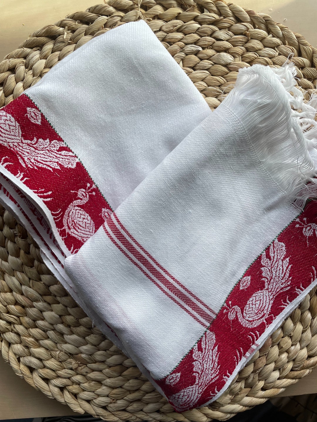 Red & White Peacock Print Traditional Nepali Newari Gacha Newari ...