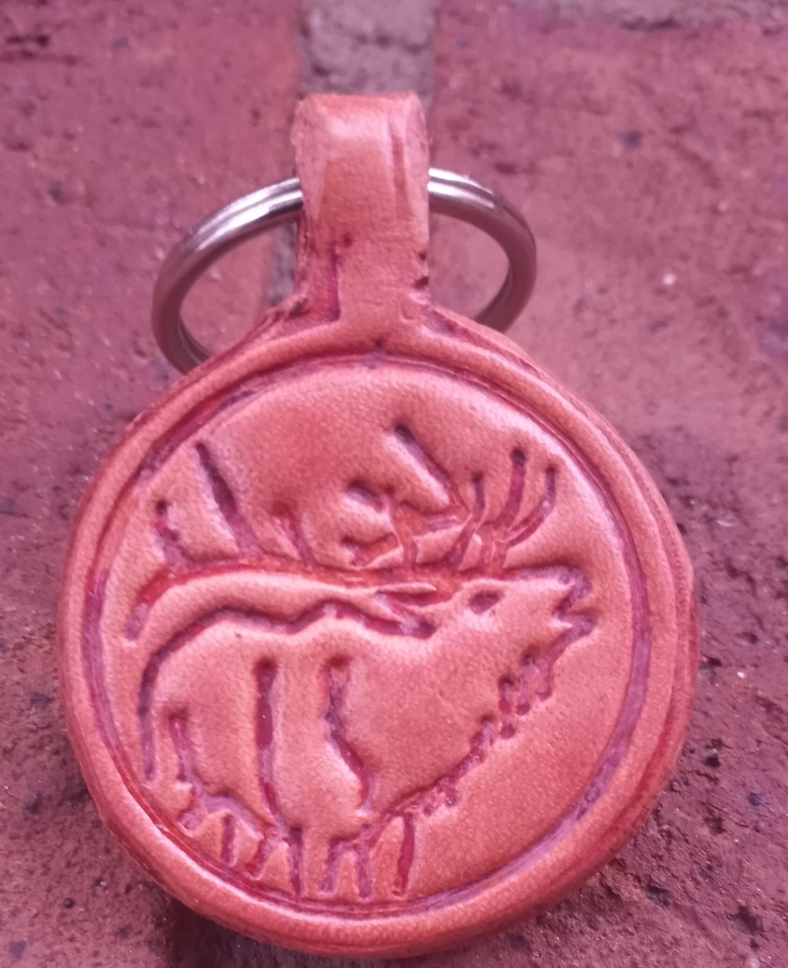 Leather Elk Keychain - Etsy