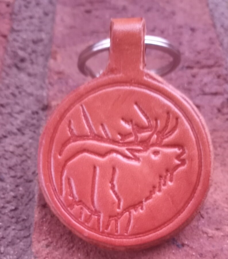 Leather Elk Keychain - Etsy