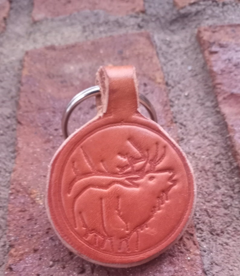 Leather Elk Keychain - Etsy
