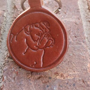 English Bulldog Leather Key Chain - Etsy