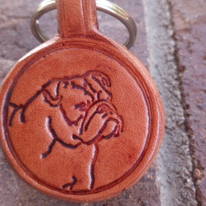 English Bulldog Leather Key Chain - Etsy