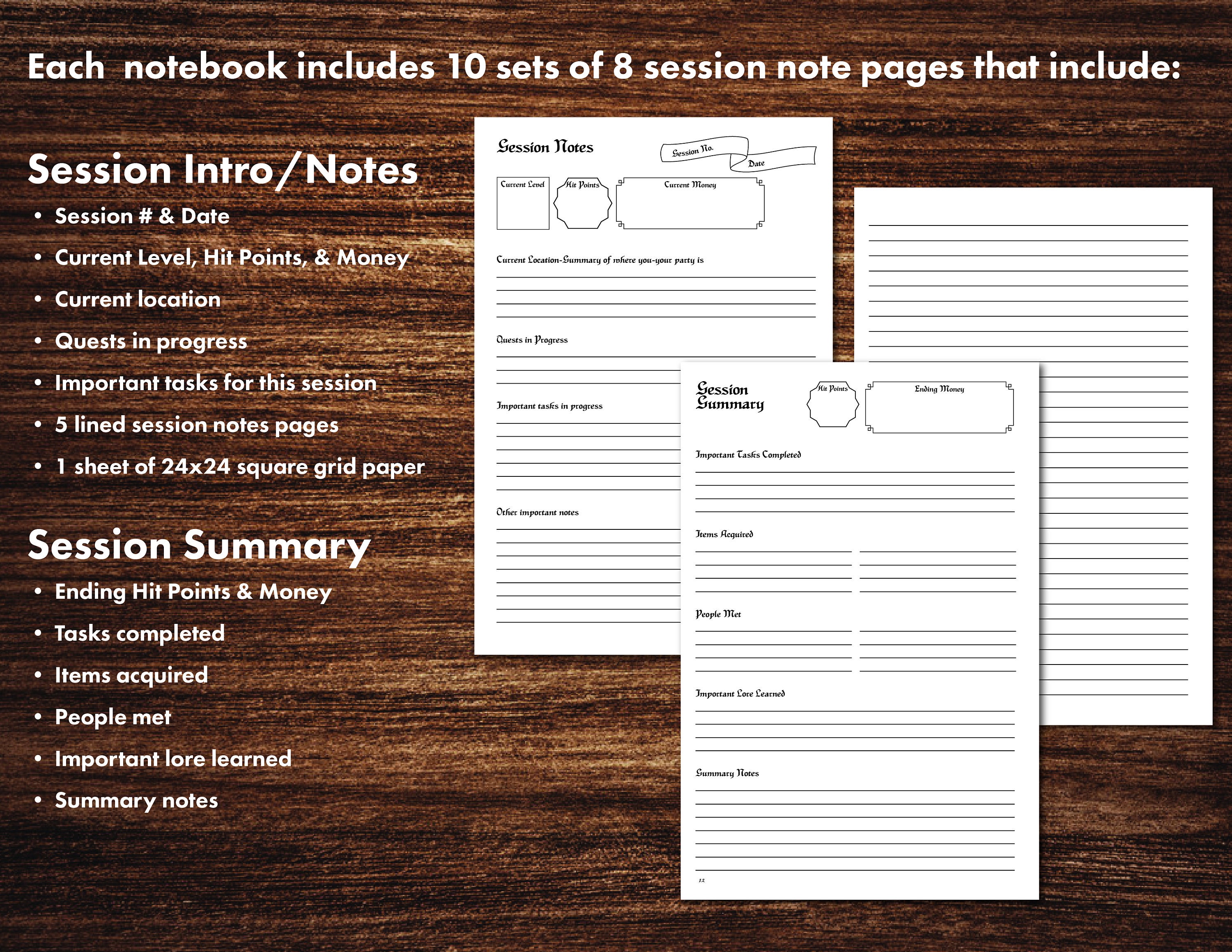 Fantasy Themed Tabletop RPG Campaign Journal/session Notebook, 6x9 ...