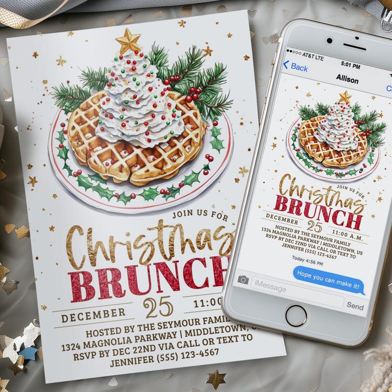Christmas Brunch Invitations - Etsy