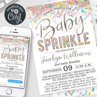 Editable Baby Shower Sprinkle Invitation Template, Boy Blue Sprinkled ...