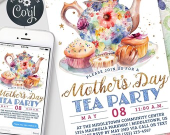 Mother's Day Tea Party Invitation Template - Etsy