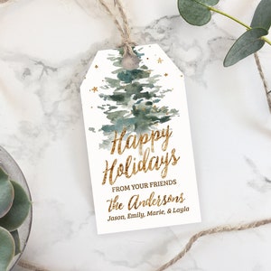 Happy Holidays Tag Avery 22802 Compatible Editable Christmas Favor Gift ...