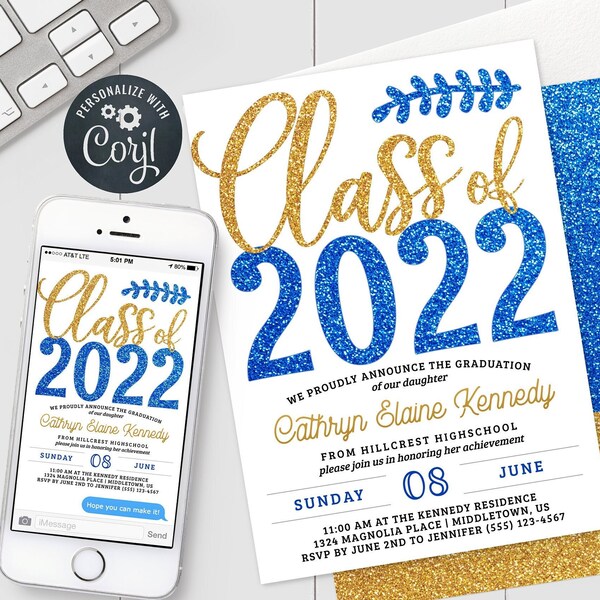 Blue Gold Graduation - Etsy