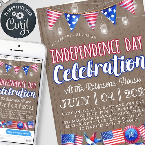 Independence Day Invitation July 4th Celebration Patriotic - Etsy