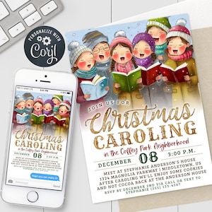 Christmas Caroling Invitation Holiday Party Digital Invite - Etsy