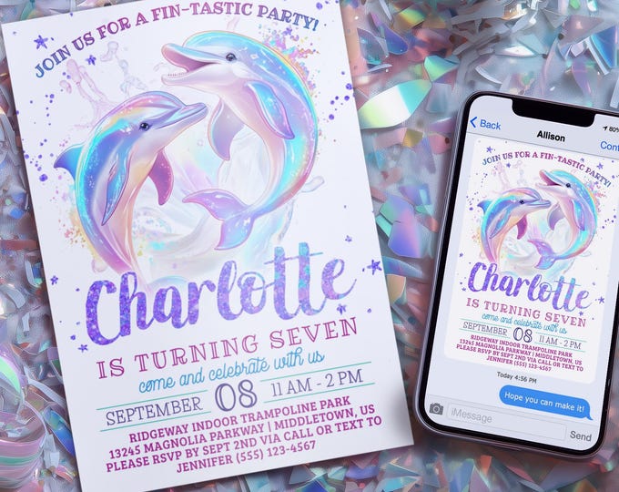 Pink Dolphin Birthday Invitation, Under the Sea, Editable With Corjl ...