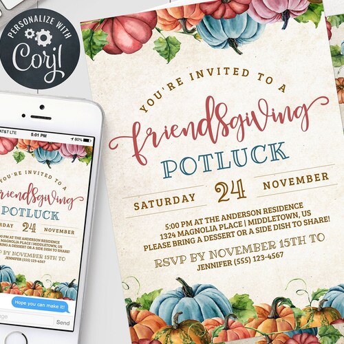 Friendsgiving Invitation Friends Giving Friends - Etsy