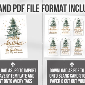 Merry Christmas Tag Avery 22802 Compatible Editable Holiday Favor Gift ...