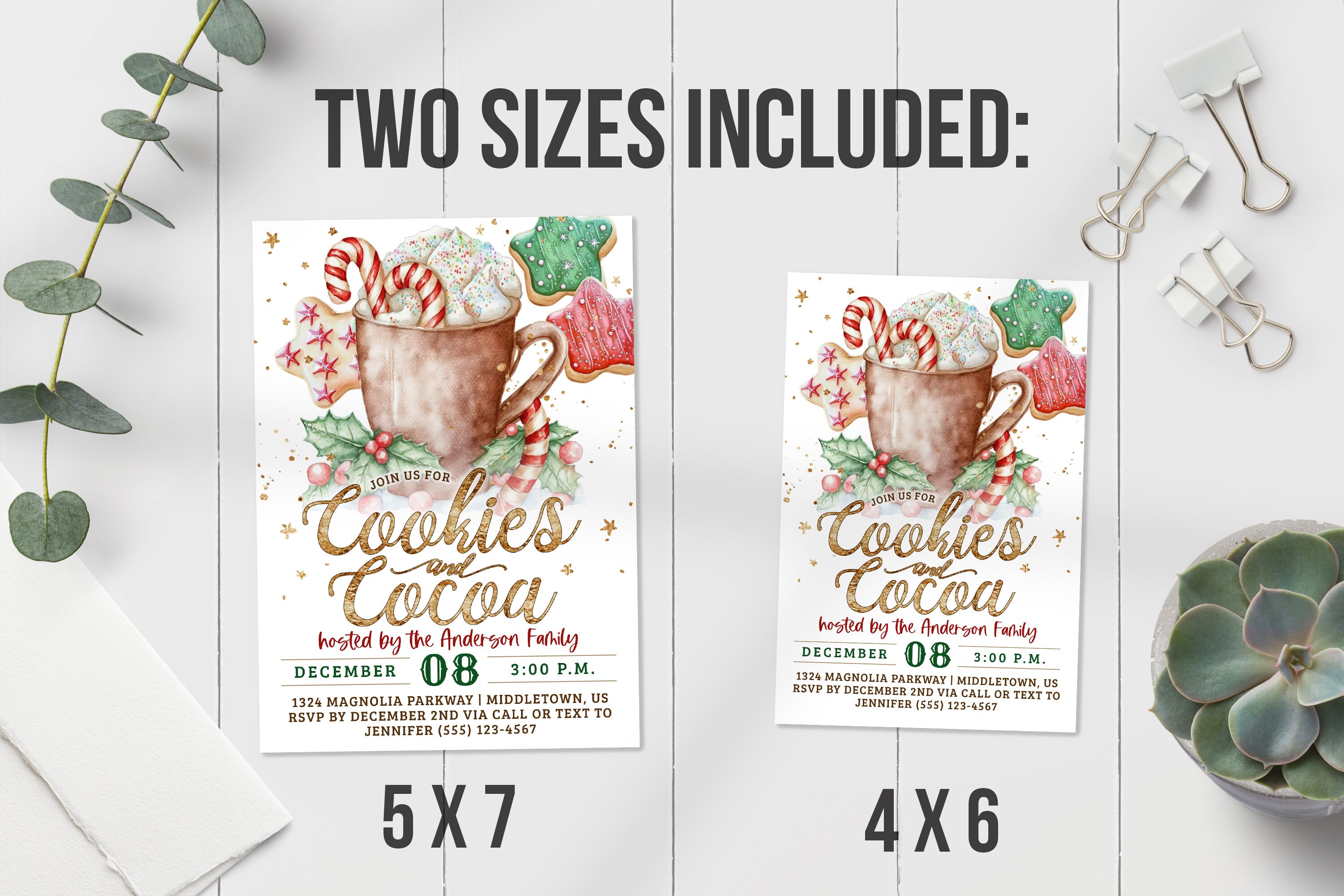 Cookies and Cocoa Invitation, Christmas Holiday Kids Family Party, 5x7 ...